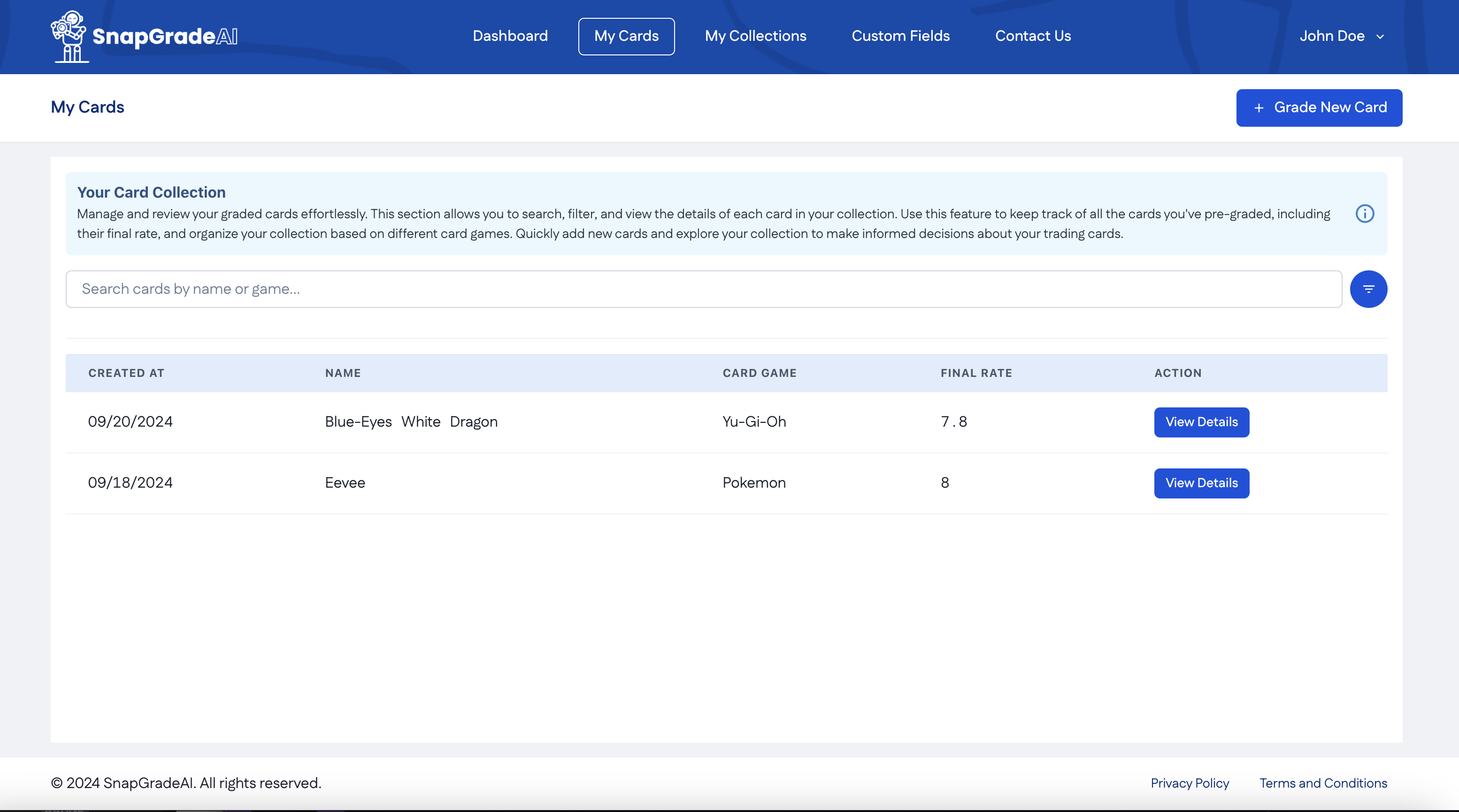 SnapGradeAI | AI TCG Grading for Trading Card Collectors